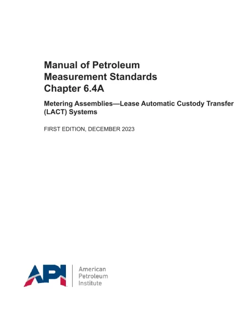 API MPMS Chapter 6.4A First Edition PDF